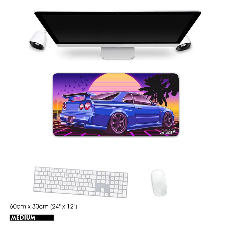 JDM Skyline GTR Nissan R34 RGB Gaming Mouse Pad, Japanese Car Desk Pad ...