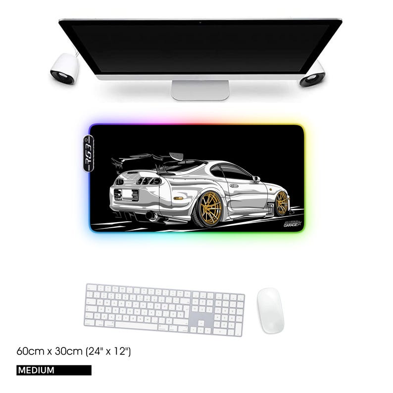 JDM Toyota Supra RGB Gaming Mouse Pad, Minimalist Water Resistant Mouse ...
