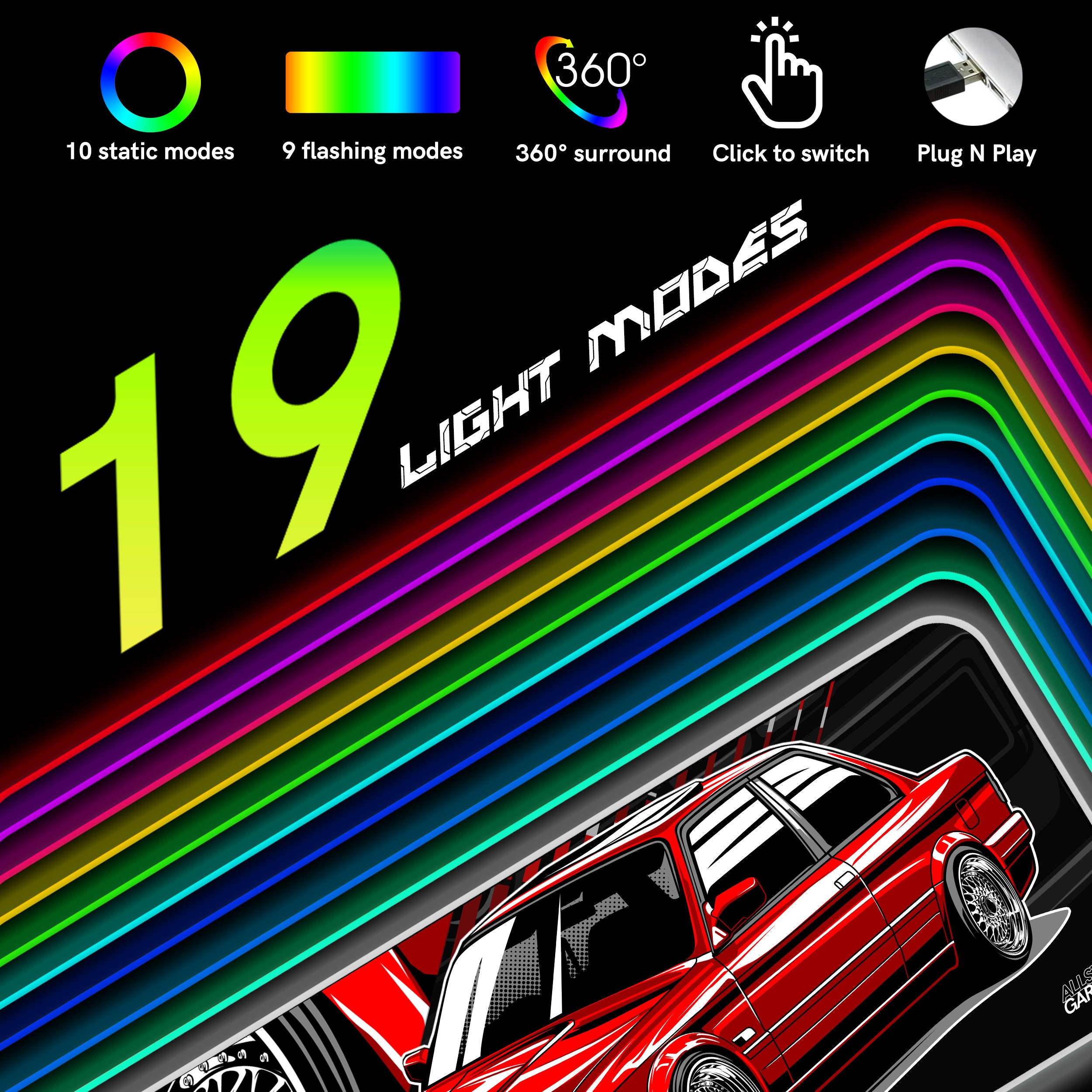 Retro BMW E30 RGB Mouse Pad, Minimalist Retro Car Bimmer Mouse Pad Desk ...