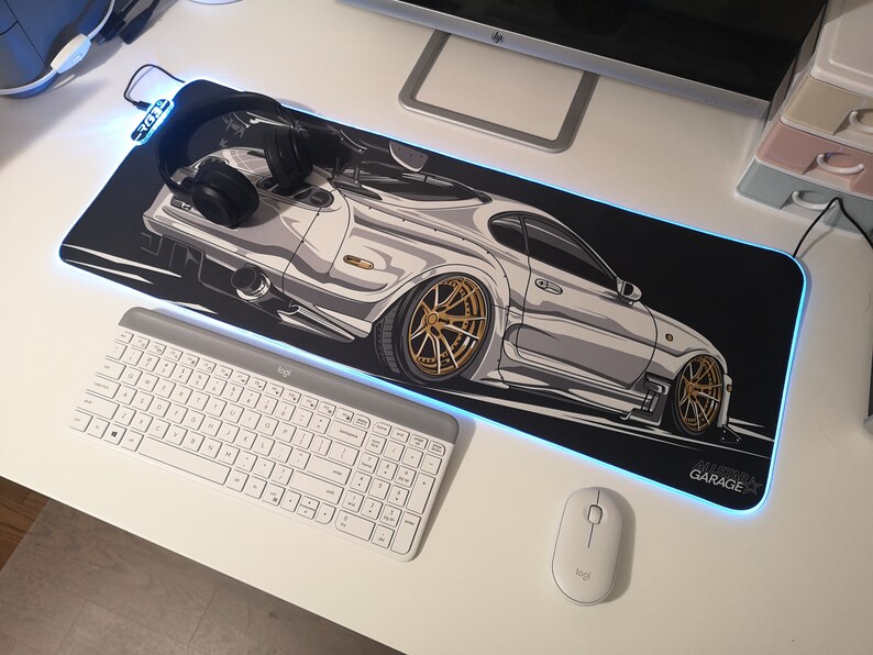 JDM Toyota Supra RGB Gaming Mouse Pad, Minimalist Water Resistant Mouse ...