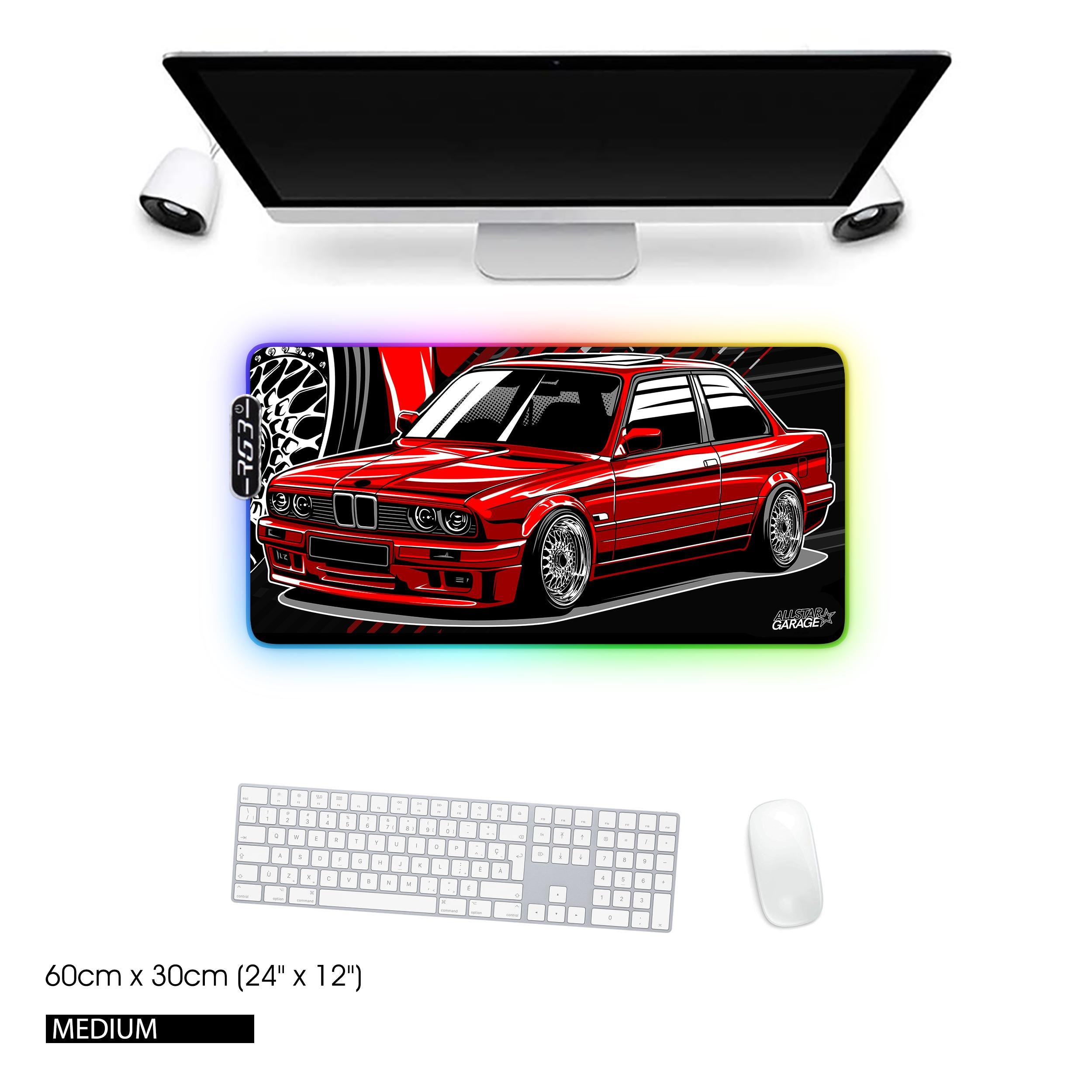 Retro BMW E30 RGB Mouse Pad, Minimalist Retro Car Bimmer Mouse Pad Desk ...