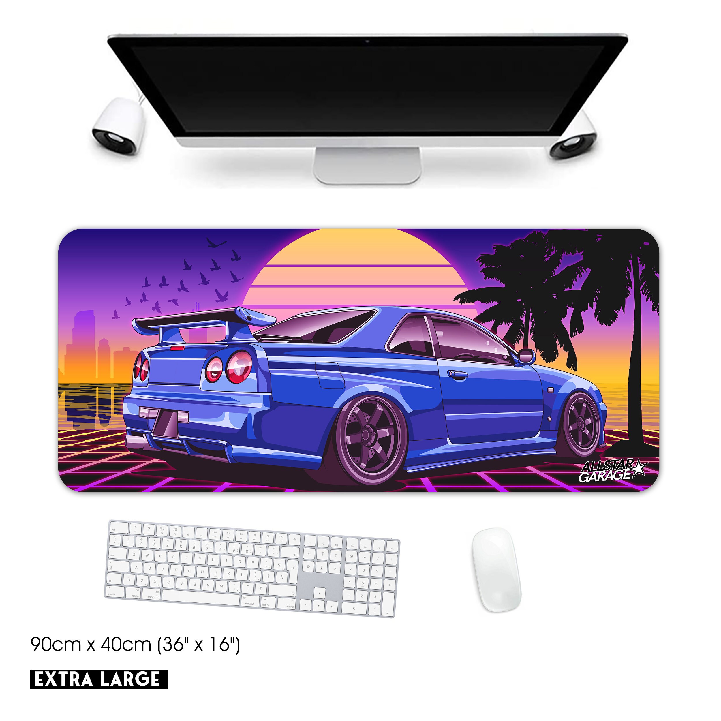 JDM Skyline GTR Nissan R34 RGB Gaming Mouse Pad, Japanese Car Desk Pad ...