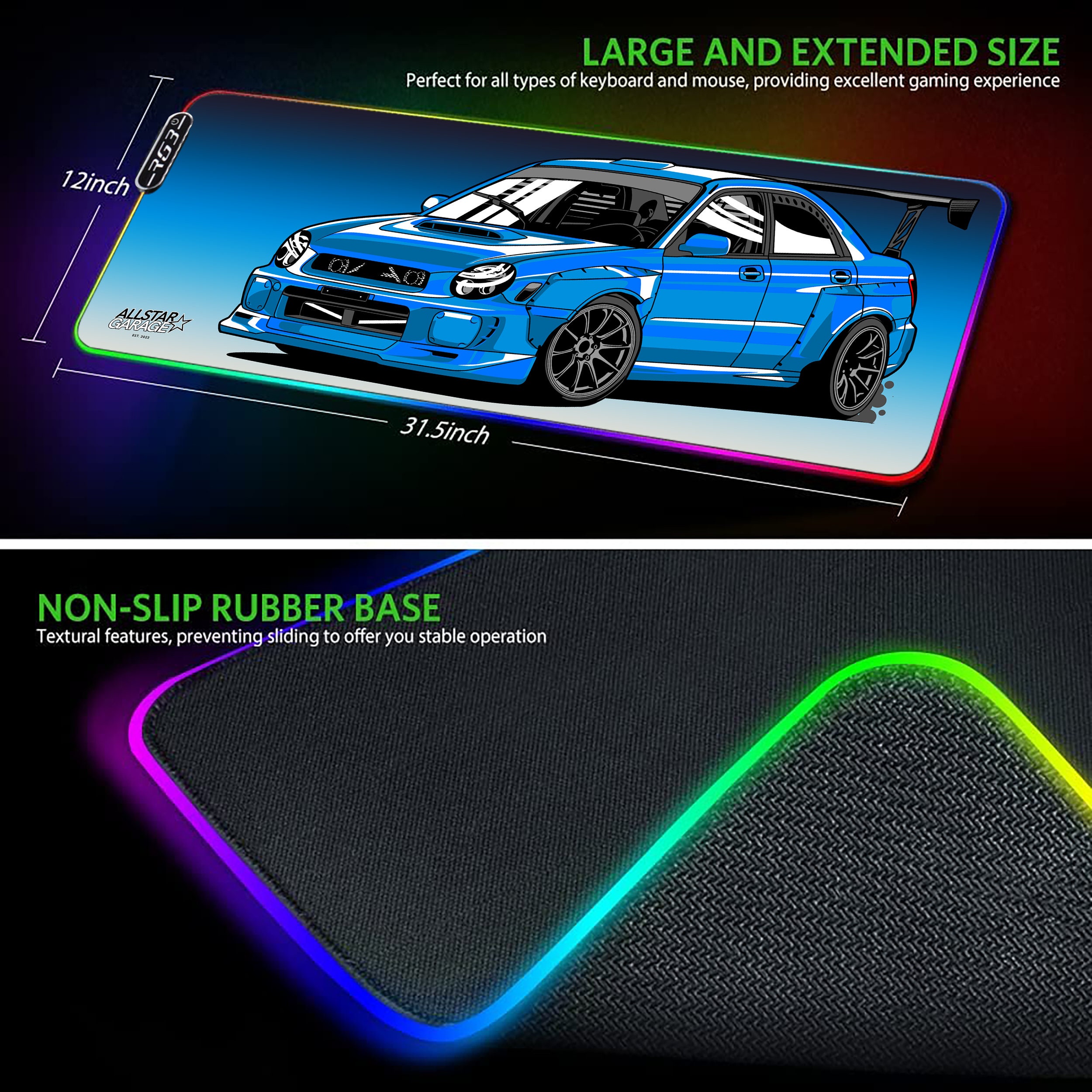 Allstargarage RGB Gaming Mouse Pad Extended, Large Led Mousepads With ...