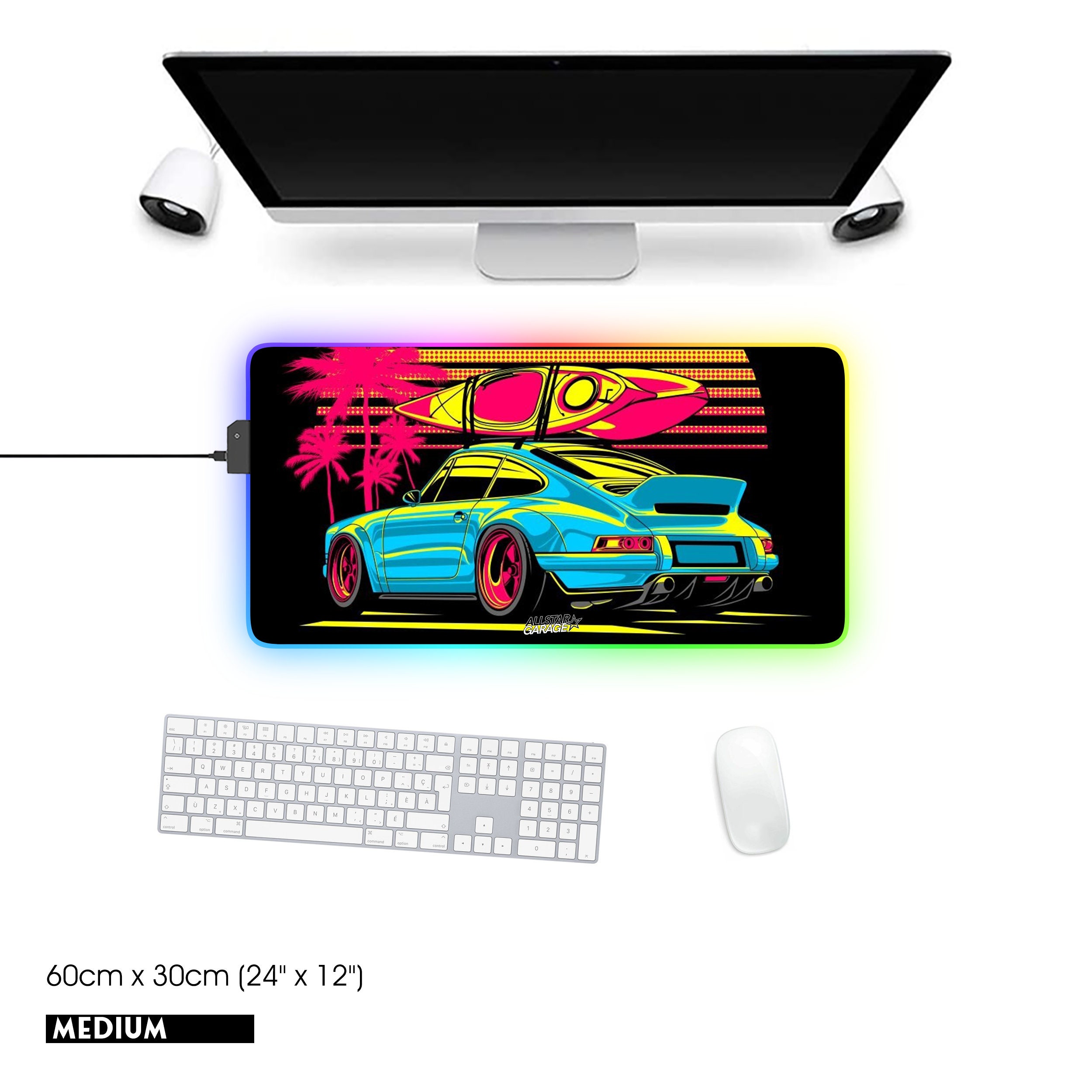 Retro Cyberpunk Synthwave Porsche 911 RGB Gaming Mouse Pad - Etsy