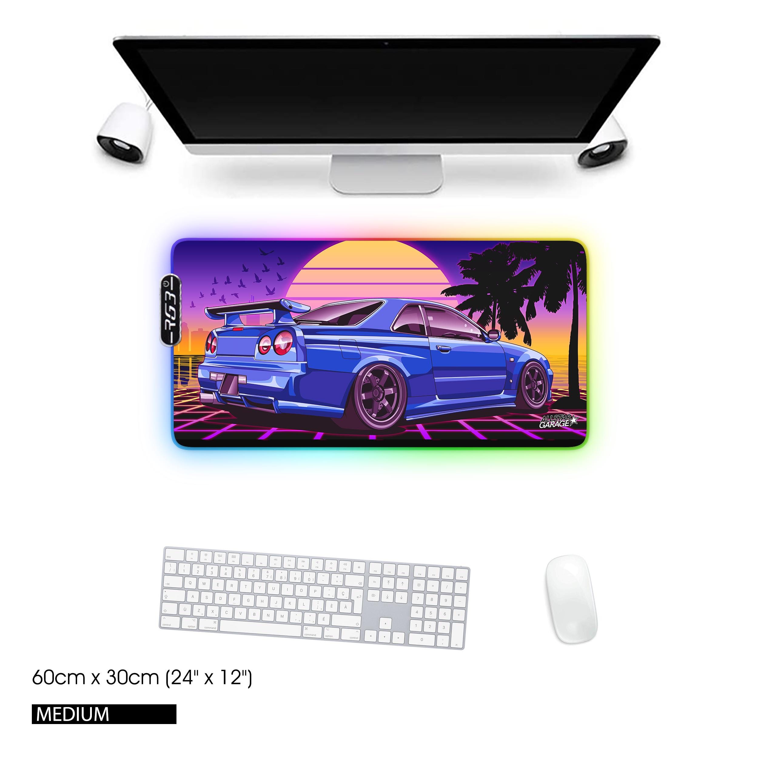 JDM Skyline GTR Nissan R34 RGB Gaming Mouse Pad, Japanese Car Desk Pad ...