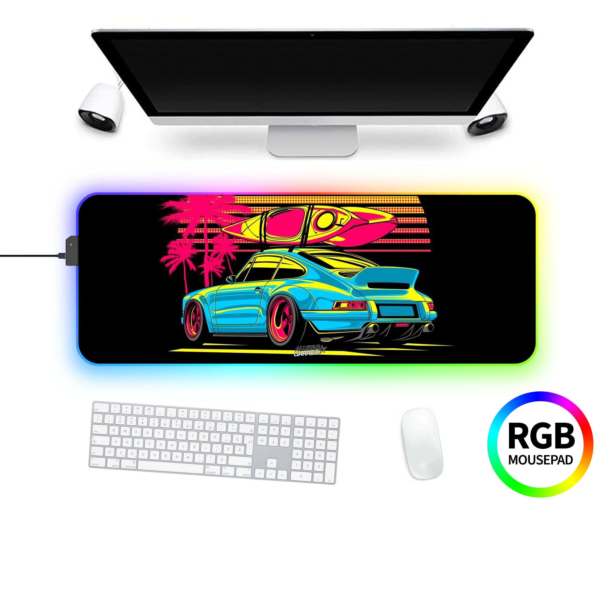 Retro Cyberpunk Synthwave Porsche 911 RGB Gaming Mouse Pad - Etsy