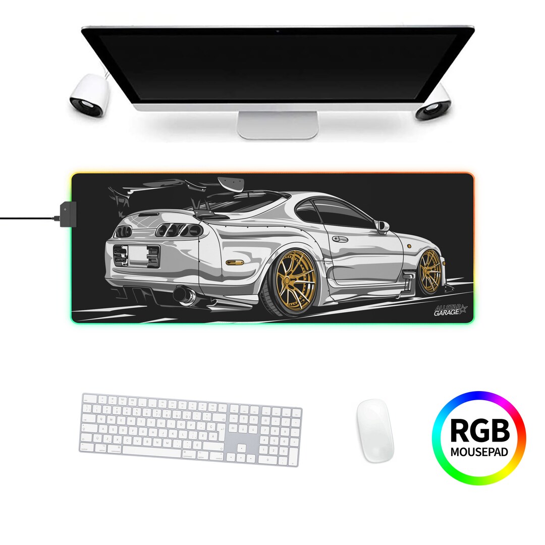 JDM Toyota Supra RGB Gaming Mouse Pad, Minimalist Water Resistant Mouse ...