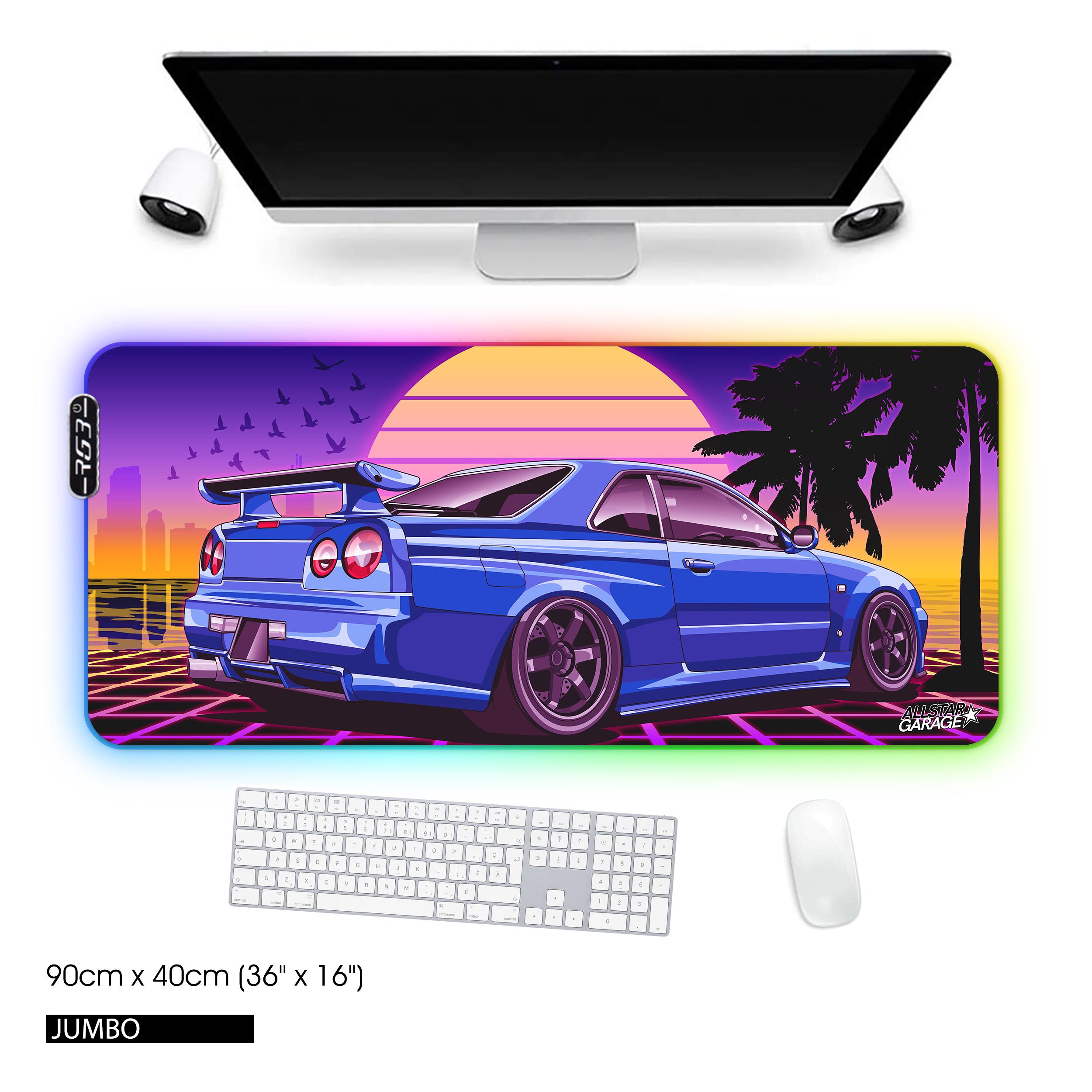 JDM Skyline GTR Nissan R34 RGB Gaming Mouse Pad, Japanese Car Desk Pad ...