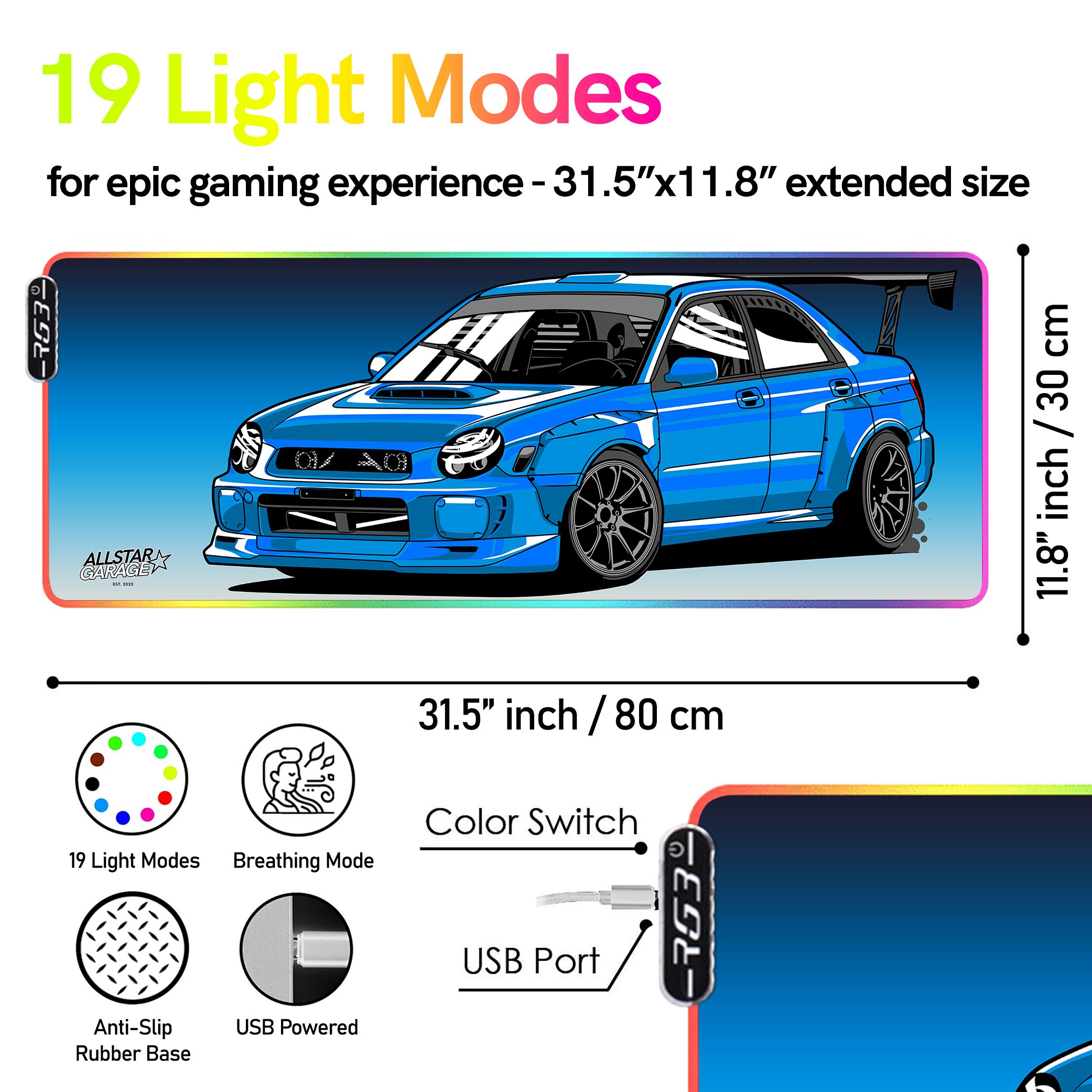 Allstargarage RGB Gaming Mouse Pad Extended, Large Led Mousepads With ...