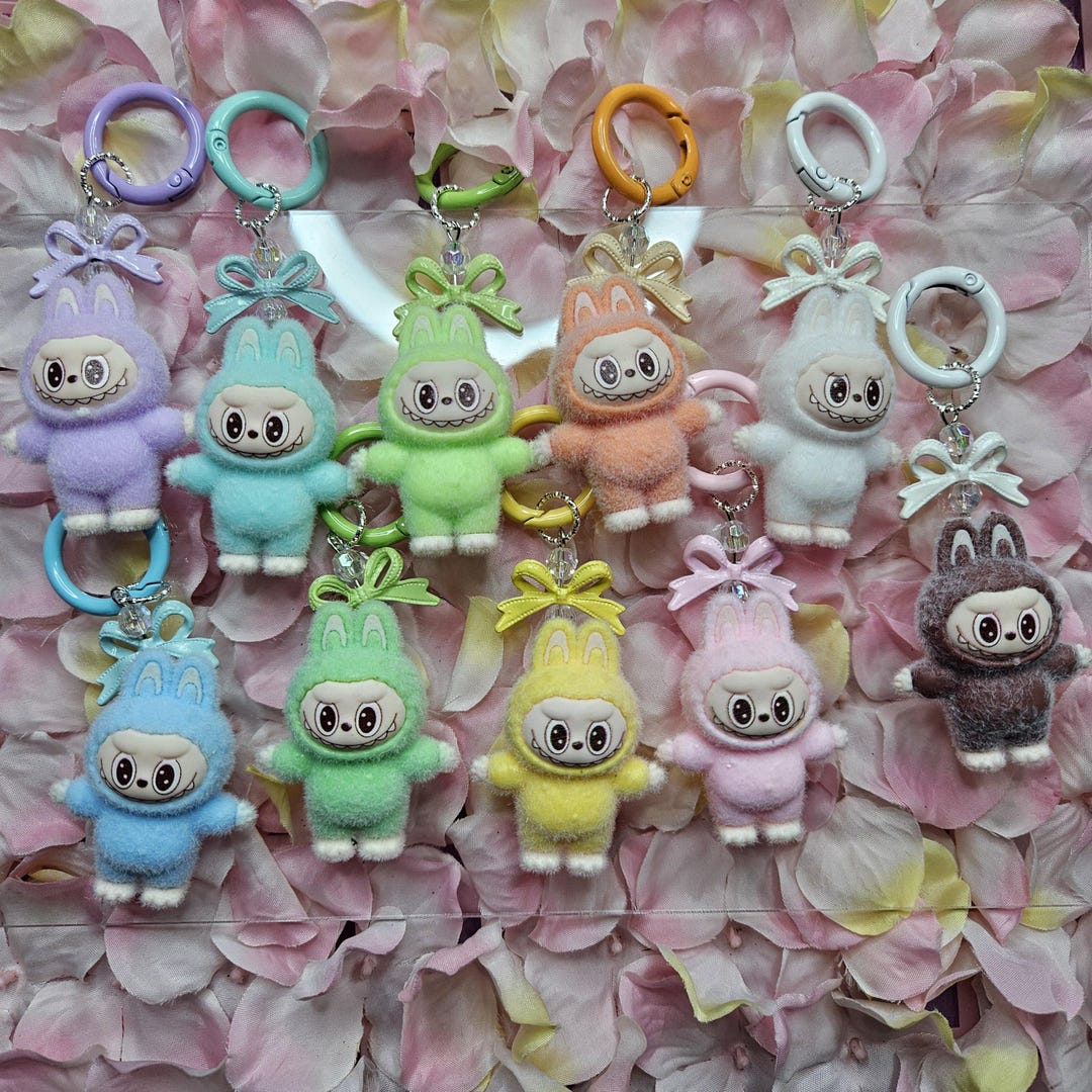 Mini Standing Labubu Bubu Monster Keychains Colorful - Etsy