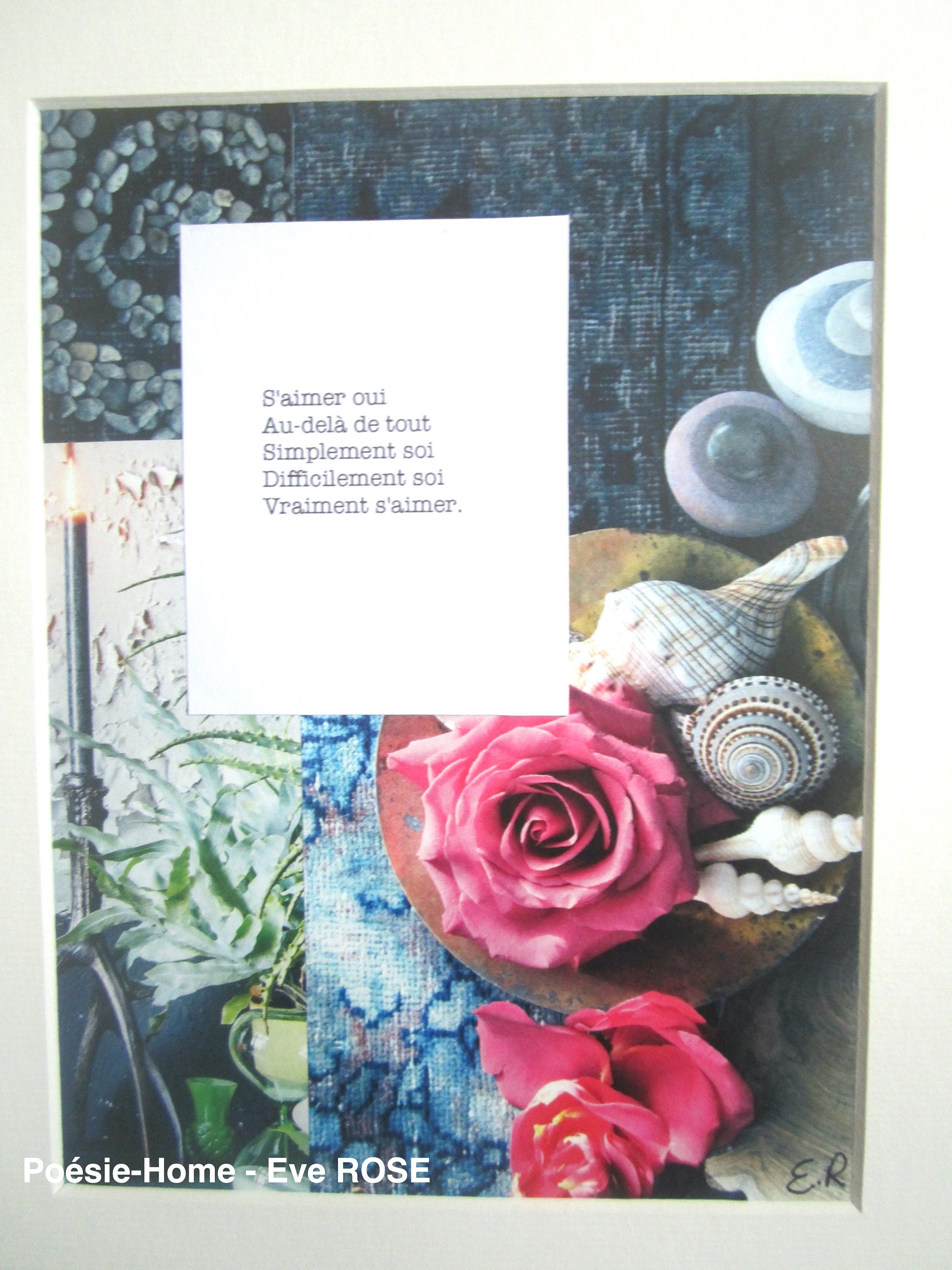 Tableau Collage Poème Pierres Et Fleurs Zen Poème Sur Le - Etsy