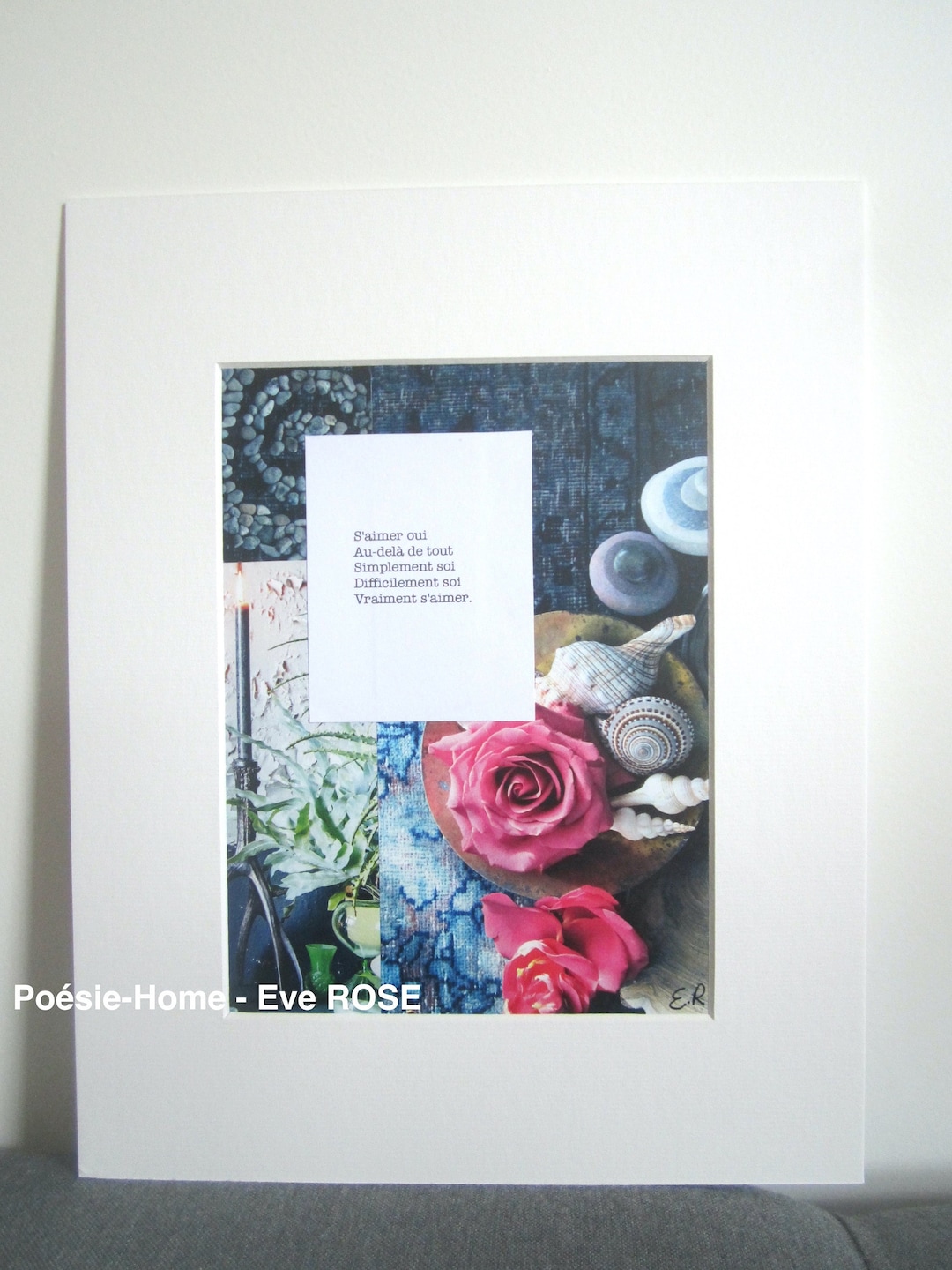 Tableau Collage Poème Pierres Et Fleurs Zen Poème Sur Le - Etsy