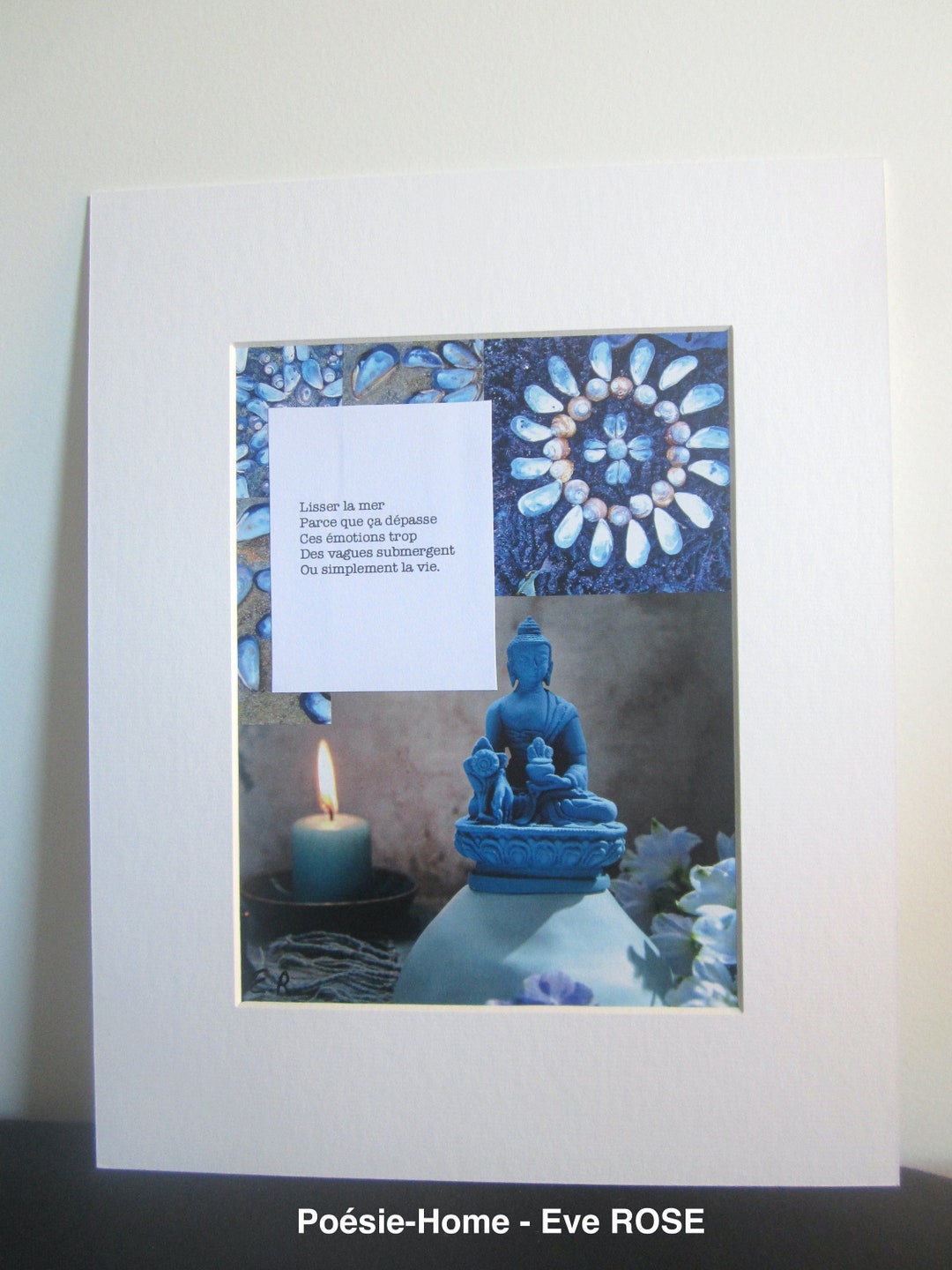 Tableau Collage Poème Zen Bleu Poème Sur Le Thème Des - Etsy