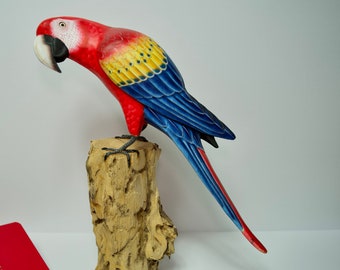 Wood Parrot Statue | Etsy