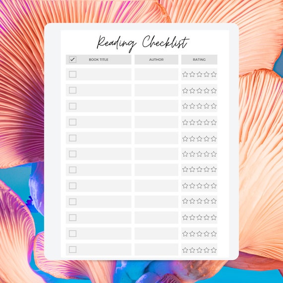 PRINTABLE Reading Checklist Template - Etsy