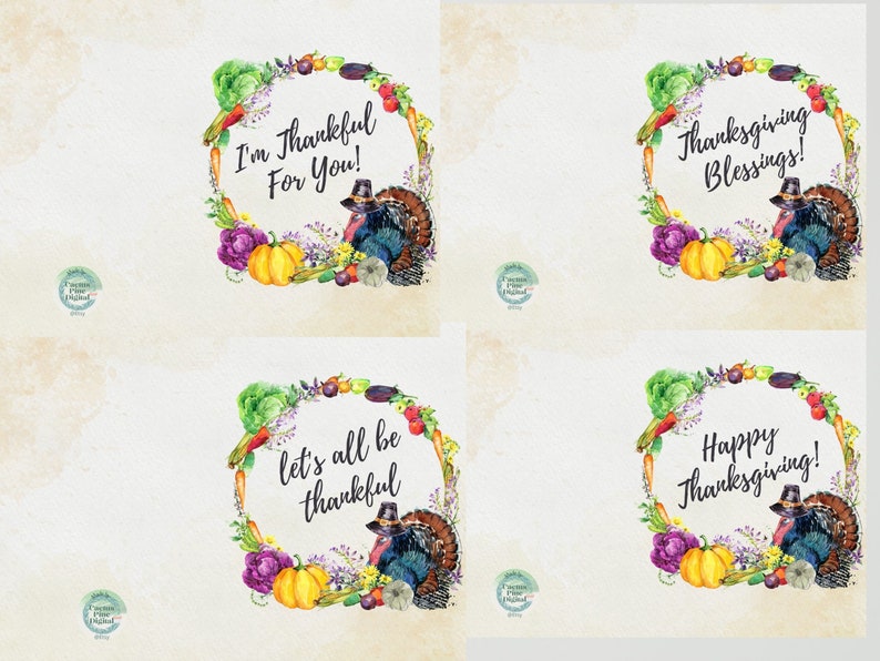 Printable Thanksgiving Card | Set of 4 Designs | Thankful Blessed ...