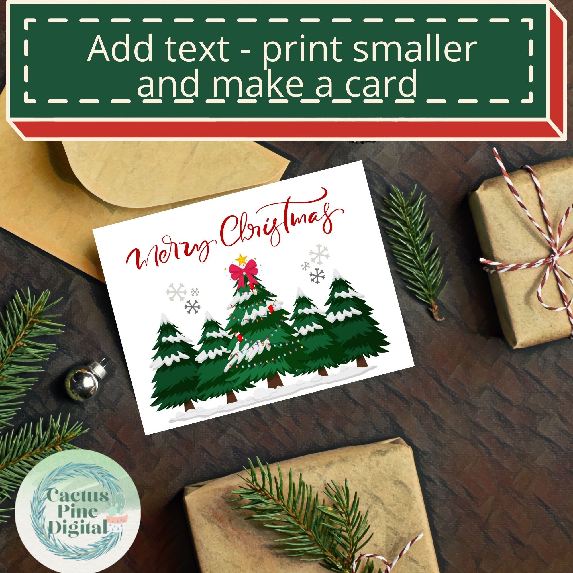 Pine Tree Printable Christmas Stationery Set Letter Paper Letterheads 5 ...