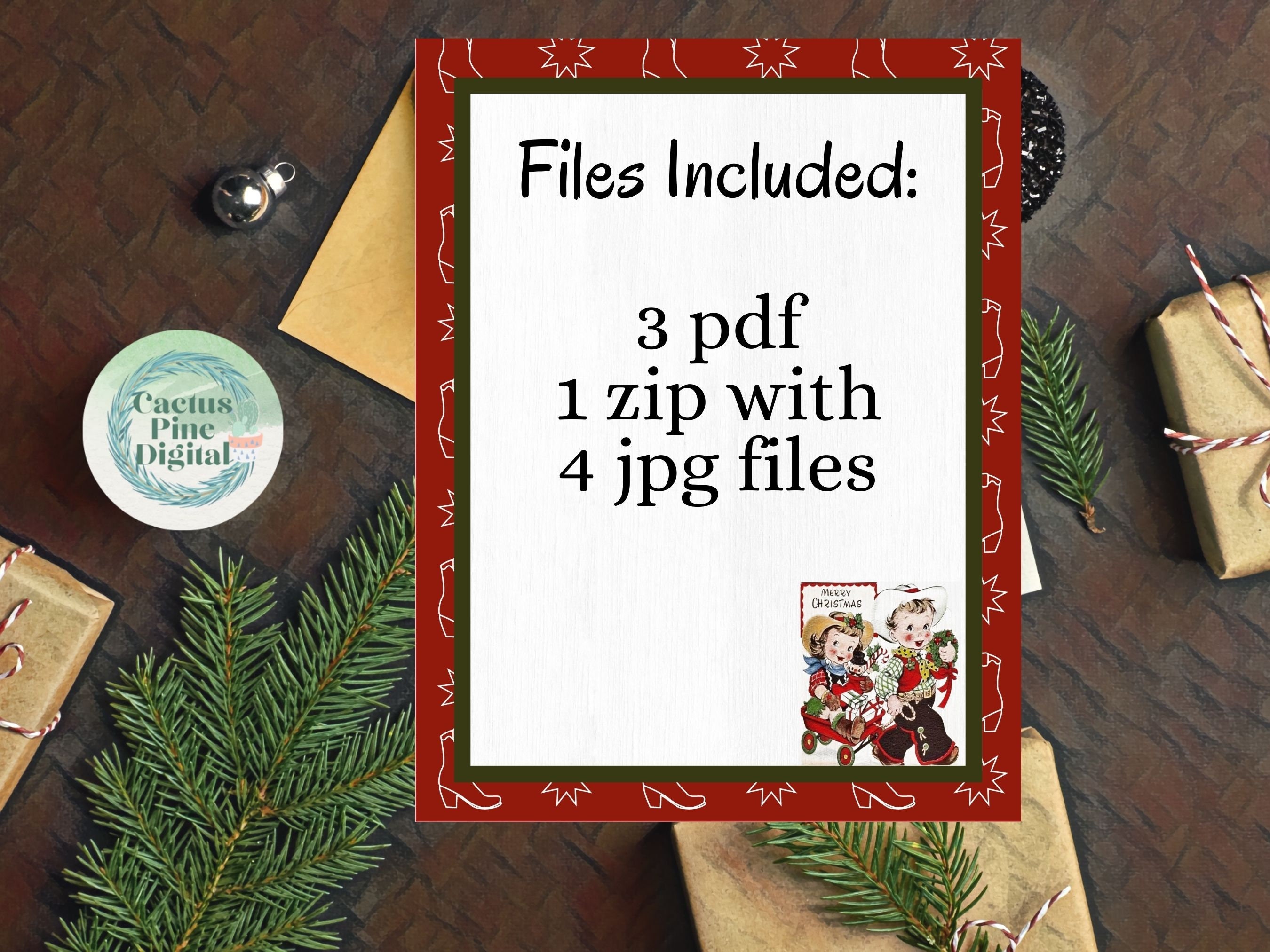 Vintage Merry Christmas Cowboy Cowgirl Printable Stationery Set Letter ...