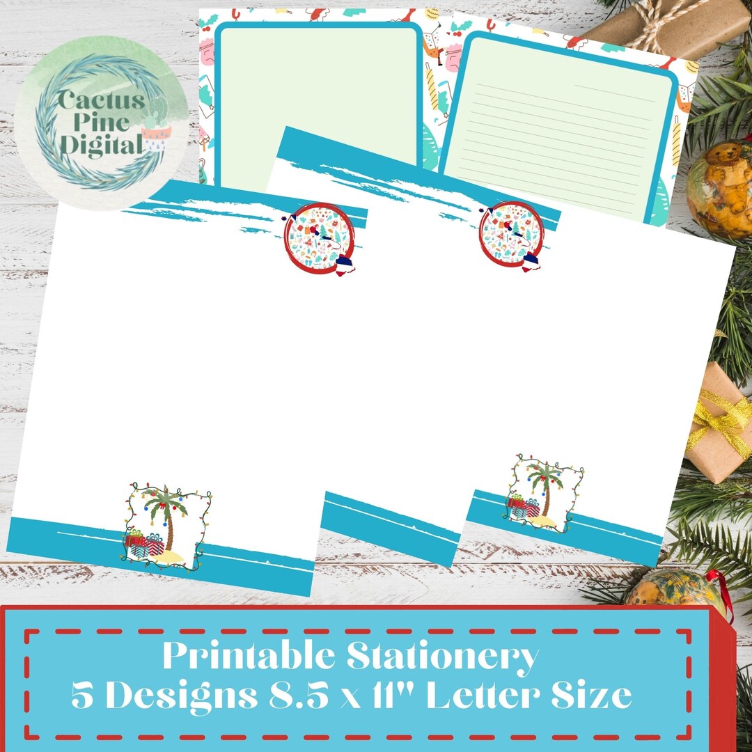 Hawaii State Palm Tree Printable Christmas Stationery Set Letter Paper ...