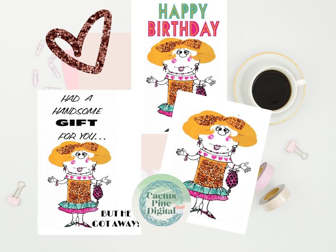 Set 3 Printable Greeting Card Instant Download Funny Happy Birthday ...