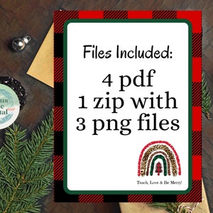 Teach Love & Be Merry Rainbow Printable Christmas Card 5" X 7 ...