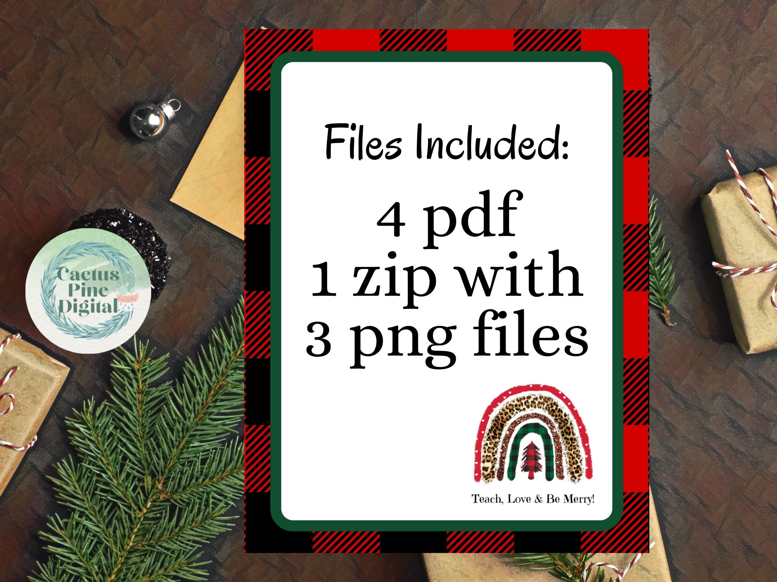 Teach Love & Be Merry Rainbow Printable Christmas Card 5" X 7 ...