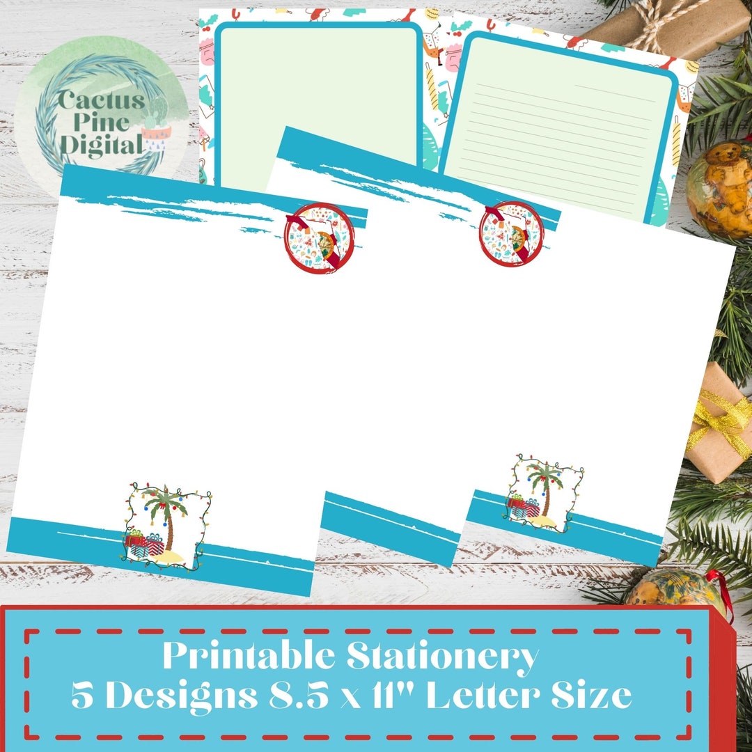 Florida State Palm Tree Printable Christmas Stationery Set Letter Paper ...