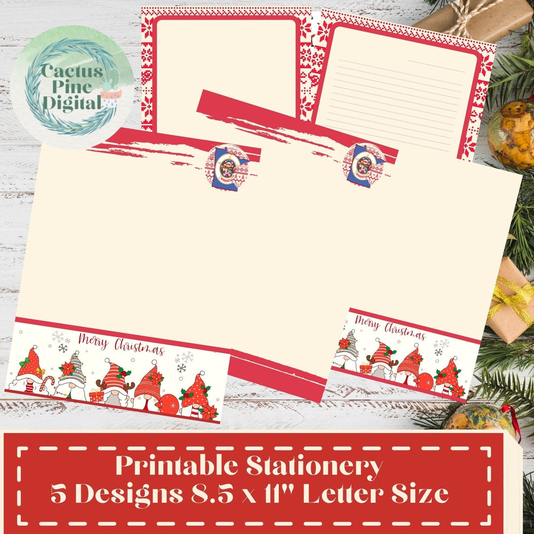 Minnesota State Gnomes Printable Christmas Stationery Set Letter Paper ...