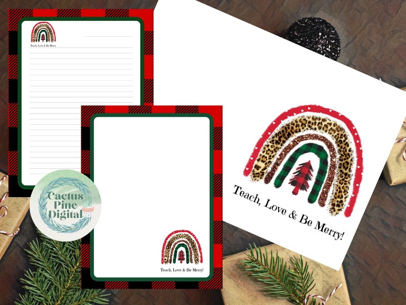 Teach Love & Be Merry Rainbow Printable Christmas Card 5" X 7 ...