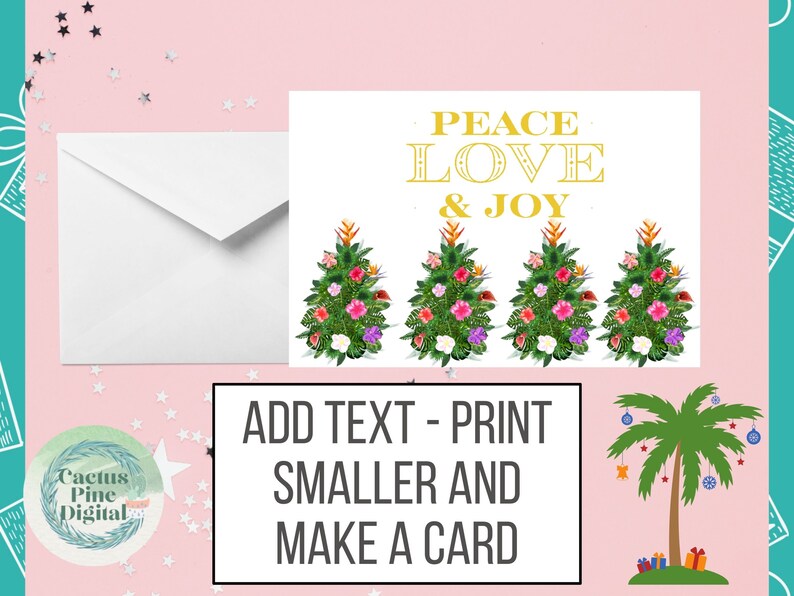 Tropical Christmas Mele Kalikimaka Hawaiian Tree Printable Stationery ...