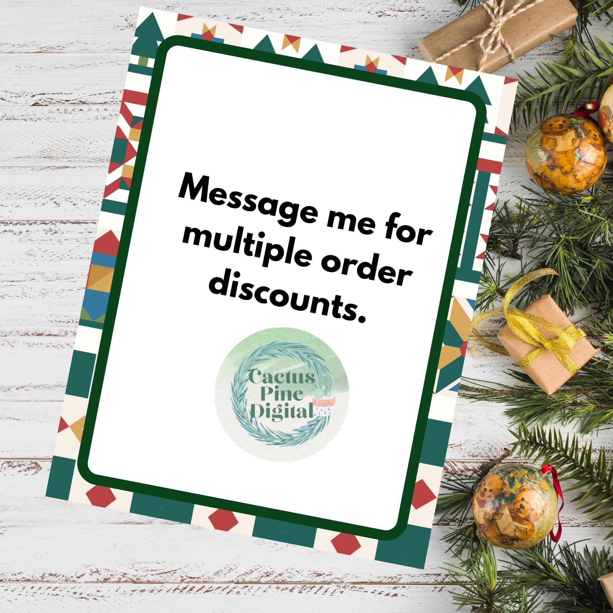 Pine Tree Printable Christmas Stationery Set Letter Paper Letterheads 5 ...