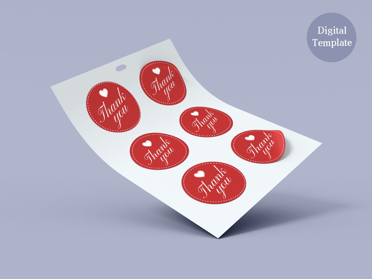 Scarlet Red Thank You Packaging Sticker Custom Template - Etsy
