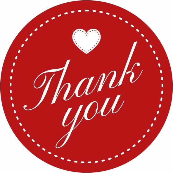 Scarlet Red Thank You Packaging Sticker Custom Template - Etsy