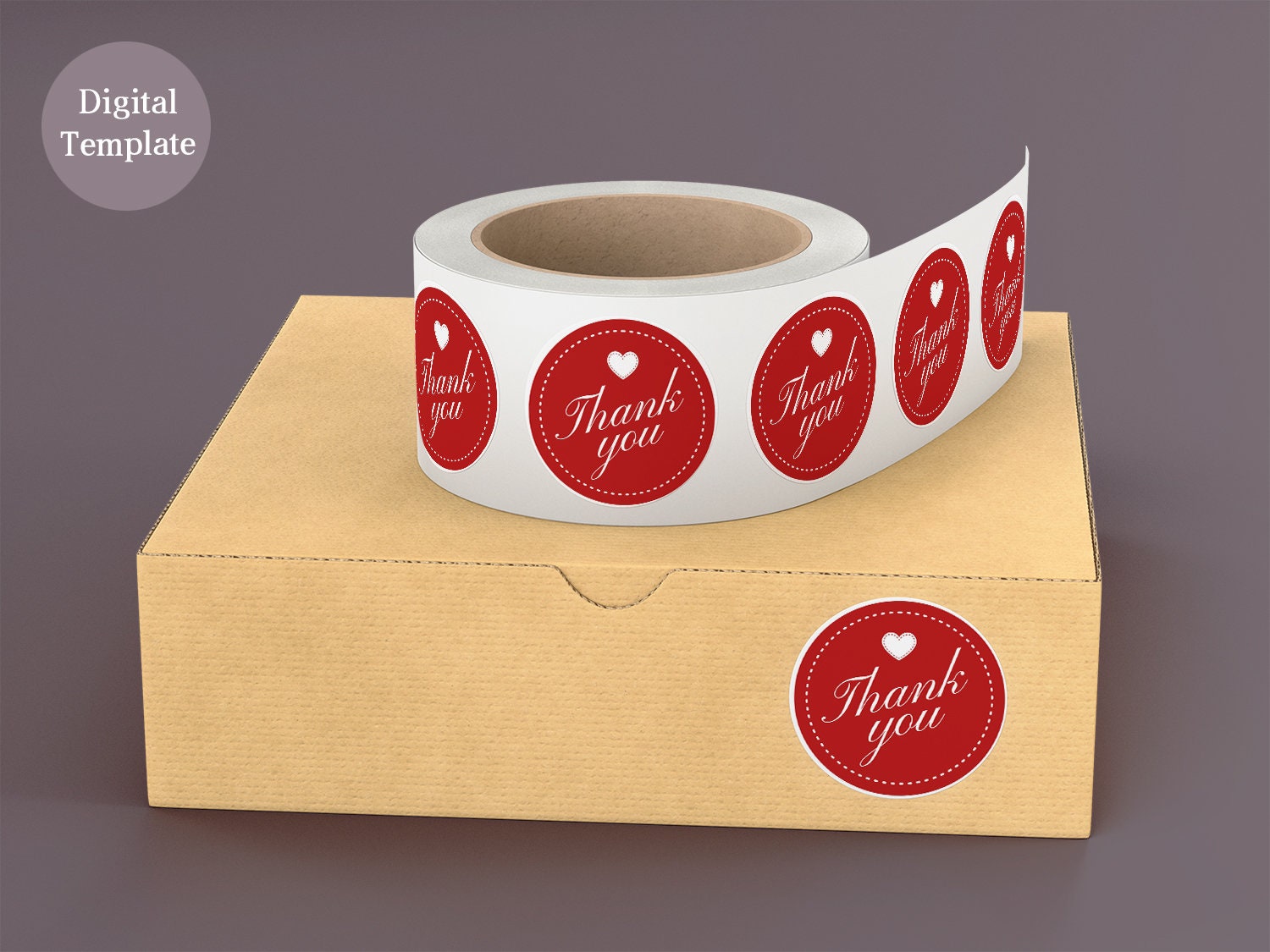 Scarlet Red Thank You Packaging Sticker Custom Template - Etsy