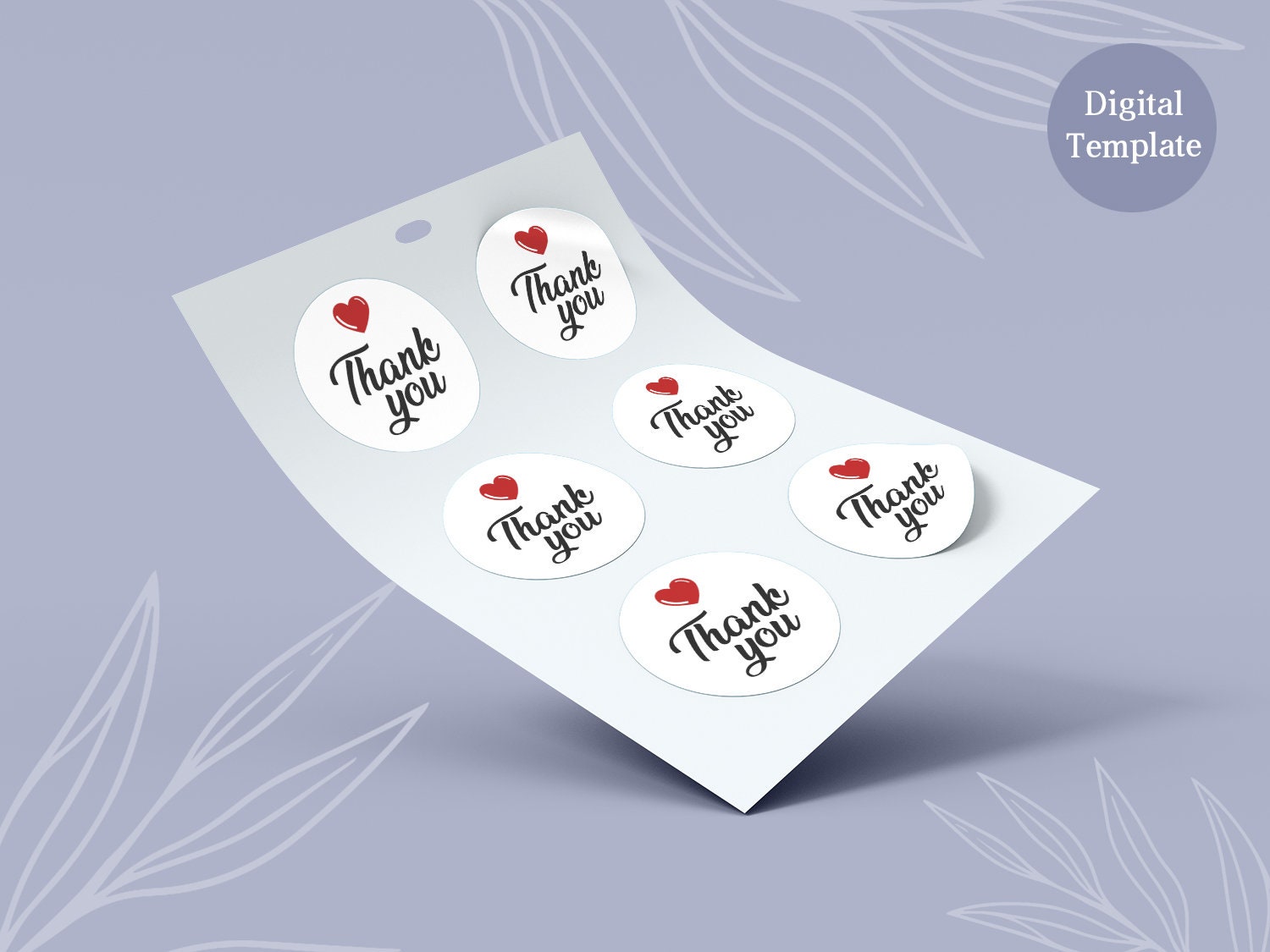 Thank You Sticker Template, Round Thank You Sticker With Heart ...