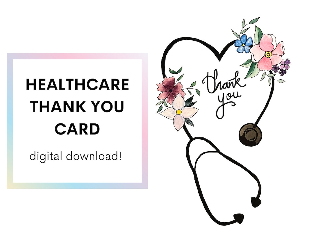 HEALTHCARE / NURSING / DOCTOR Thank You Card - Watercolor Hand-painted ...