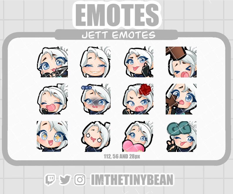 Jett Emotes Valorant Twitch, Discord, Stream Cute - Etsy