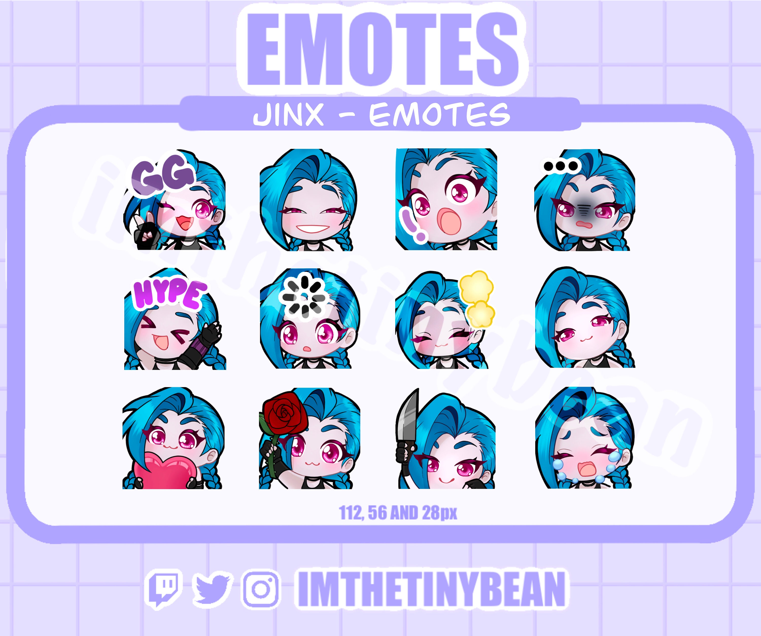 Jinx Emotes - League of Legends - Twitch, Discord, Stream - Cute - Etsy