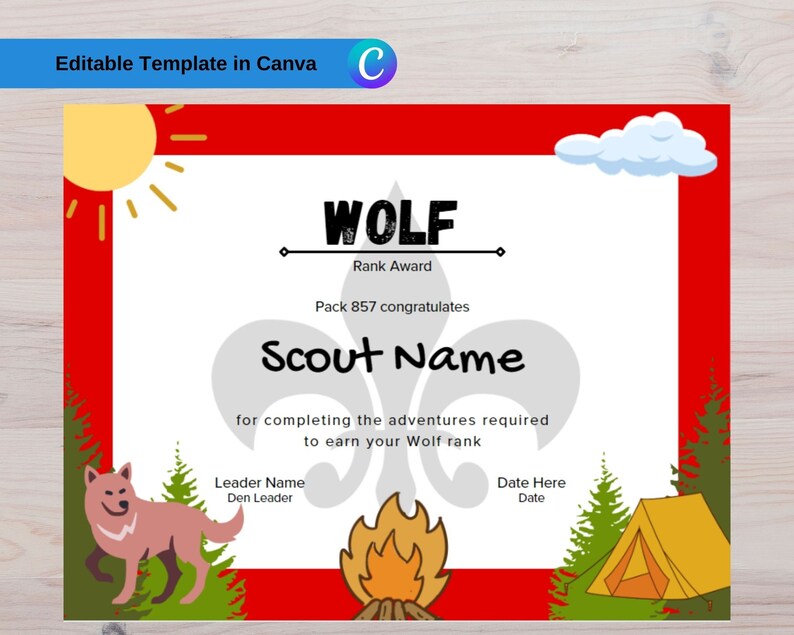 Cub Scout Rank Award Certificates DIY Printables - Etsy