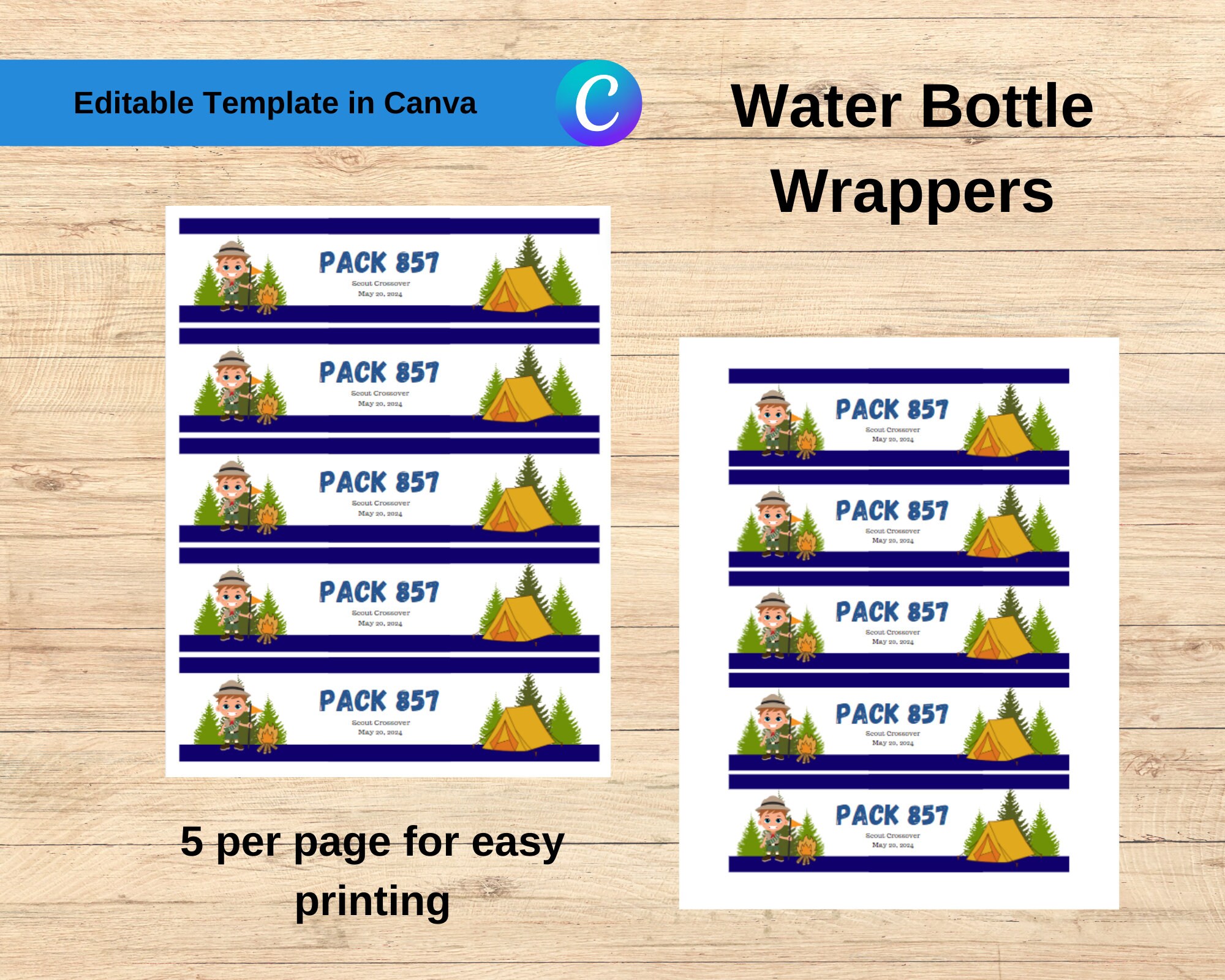 Scout Water Bottle Wrap DIY Printable - Etsy