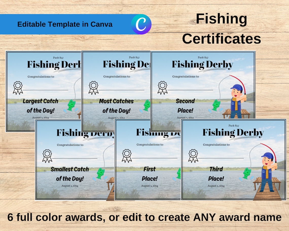 Fishing Awards DIY Printables - Etsy
