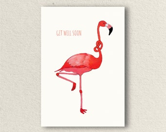 Flamingo Get Well Card - Etsy