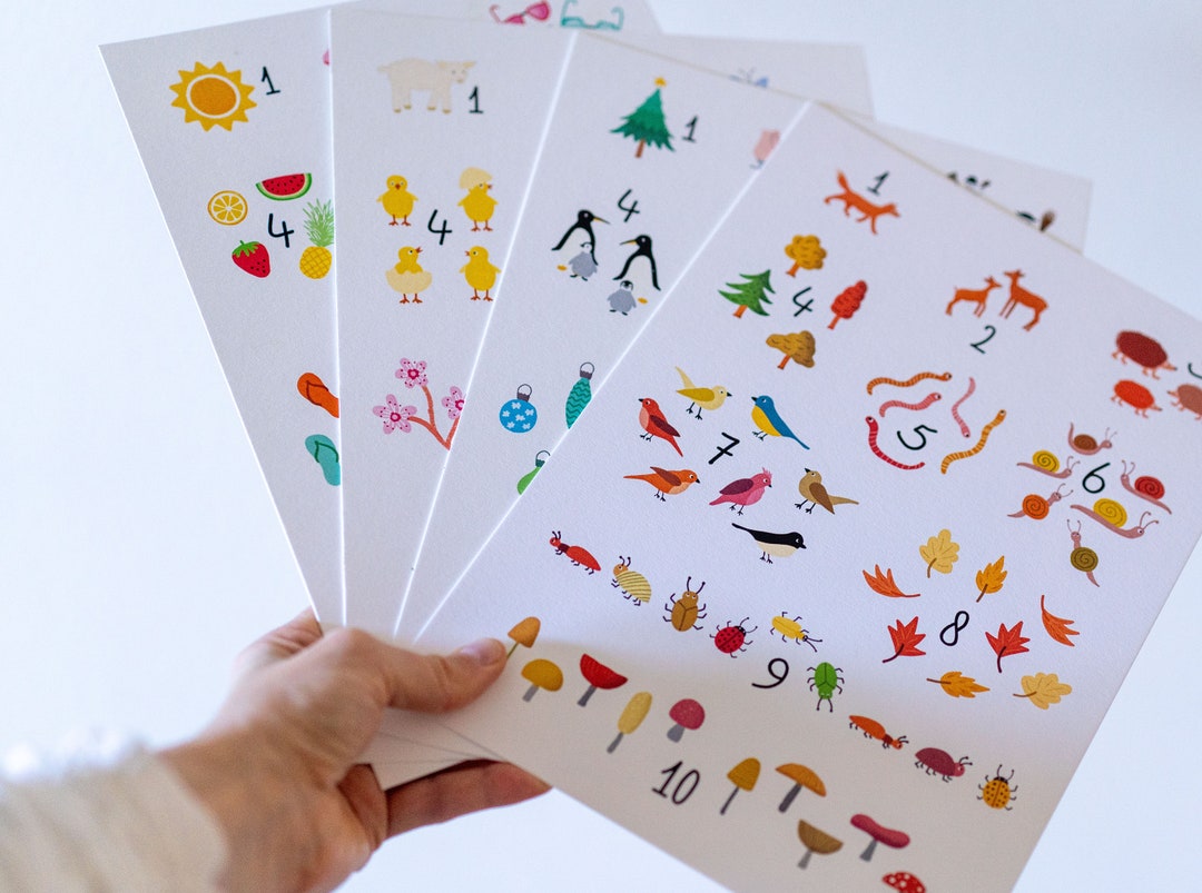 4 Posters A4 Size, Maternity Gift, Toddler, Nursery Poster, Counting ...