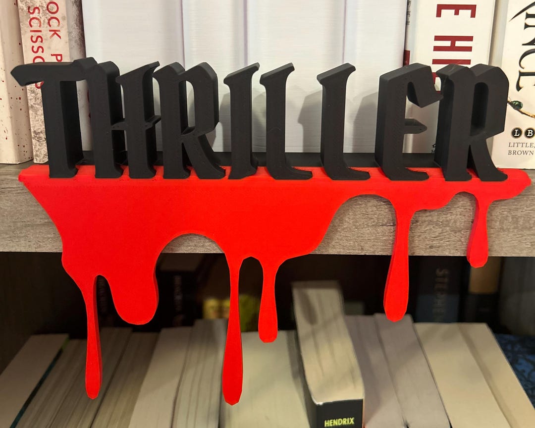 Thriller Bookshelf Sign – Horror Book Decor With Dripping Blood ...