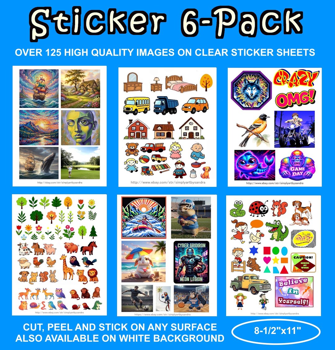 Clear Vinyl Sticker Sheet 6-pack: Scrapbook Embellishments - Etsy