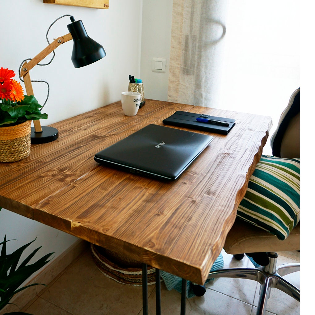 Blenom Rustic Industrial Desk for Office With Natural Iron - Etsy