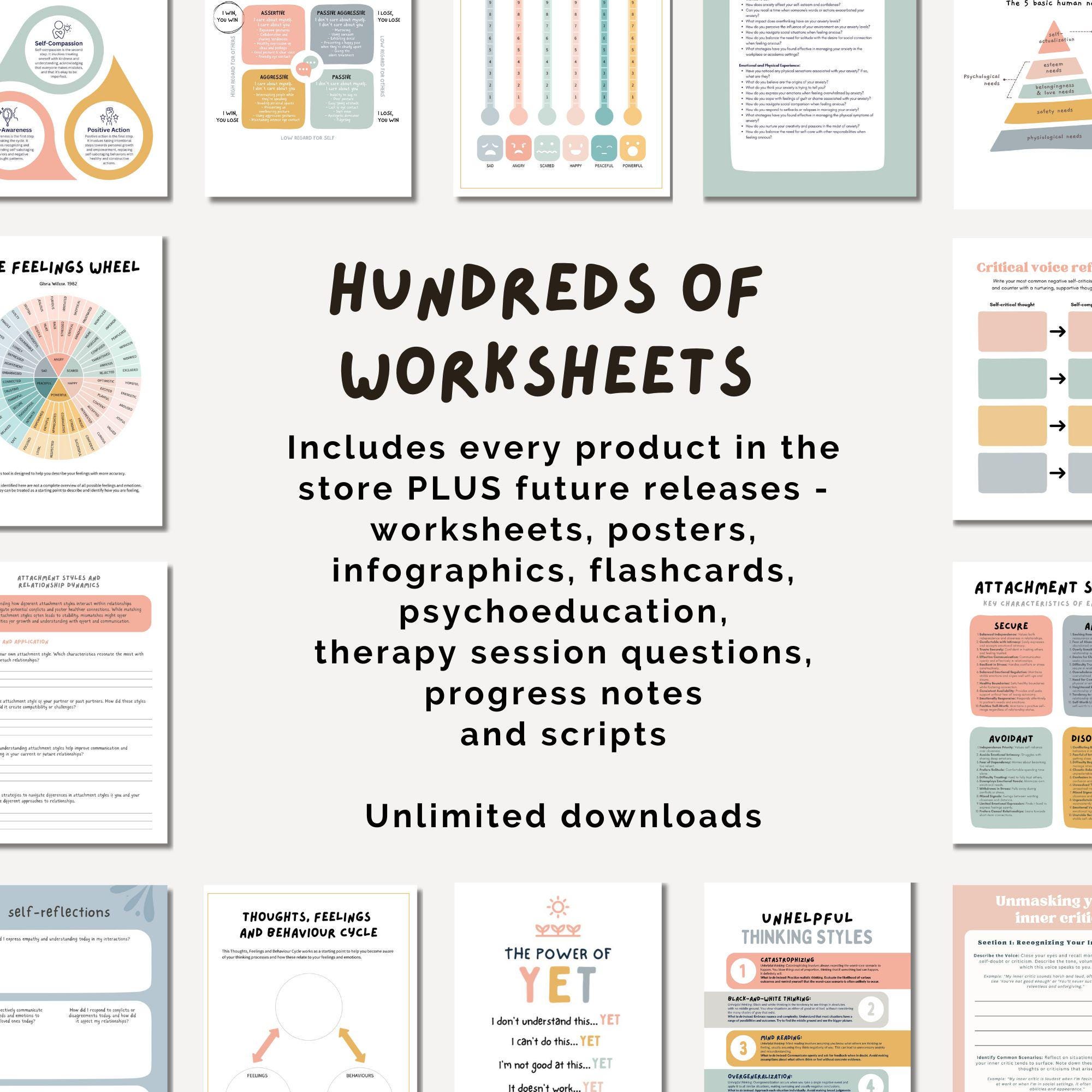 Megabundle Therapy Worksheets Interventions Resource Psychological ...