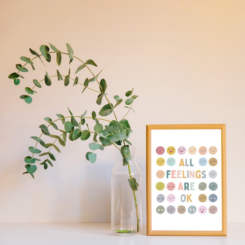 Feelings Chart Emotions Poster All Feelings Are Okay Classroom ...