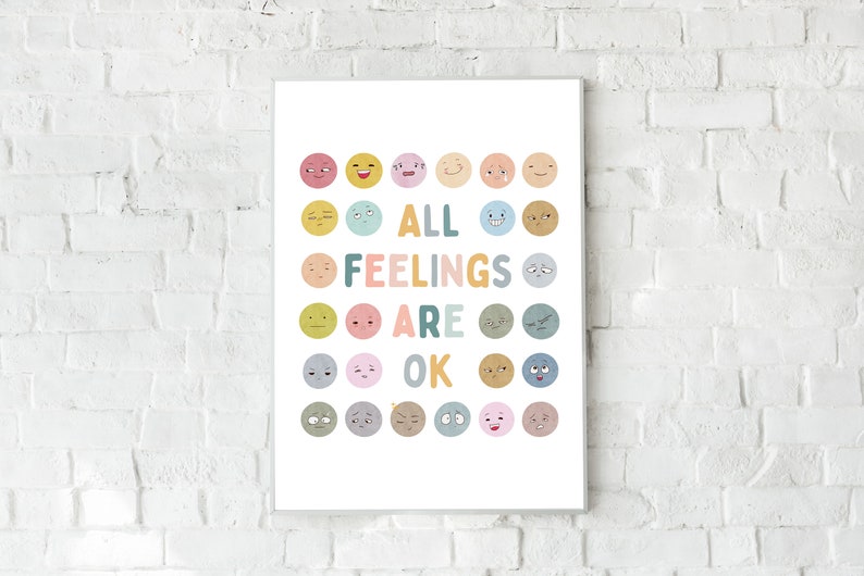 Feelings Chart Emotions Poster All Feelings Are Okay Classroom ...