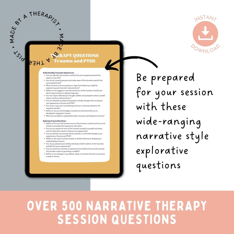 Therapy Resource Cheat Sheet Narrative Therapy Questions for Therapists ...
